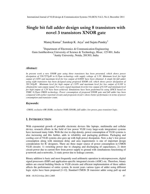 Low Power Cmos Full Adder Design With 12 Transistors Pdf