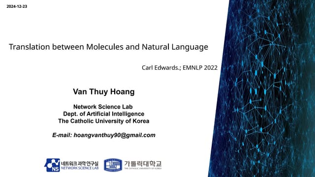 241223_Thuy_Labseminar[Translation between Molecules and Natural ... 241223_Thuy_Labseminar[Translation between Molecules and Natural ...