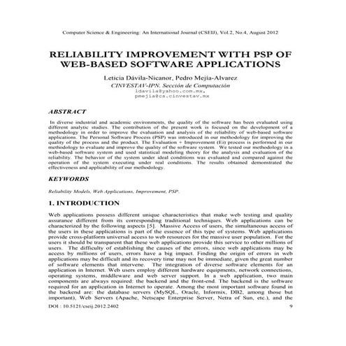 Reliability Improvement with PSP of Web-Based Software Applications | PDF