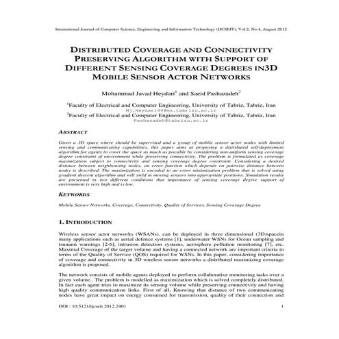 Distributed Coverage And Connectivity Preserving Algorithm With Support Of Different Sensing