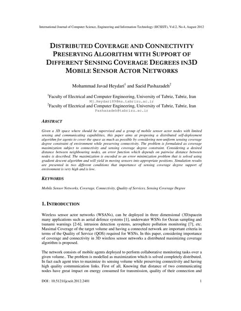 Distributed Coverage And Connectivity Preserving Algorithm With Support Of Different Sensing