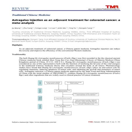 astragalus injection as an adjuvant treatment for colorectal cancer: a ...