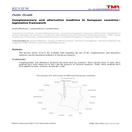 Complementary and alternative medicine in European countries— legislative framework | PDF