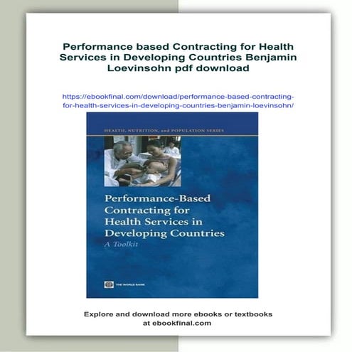 Performance based Contracting for Health Services in Developing Countries Benjamin Loevinsohn | PDF