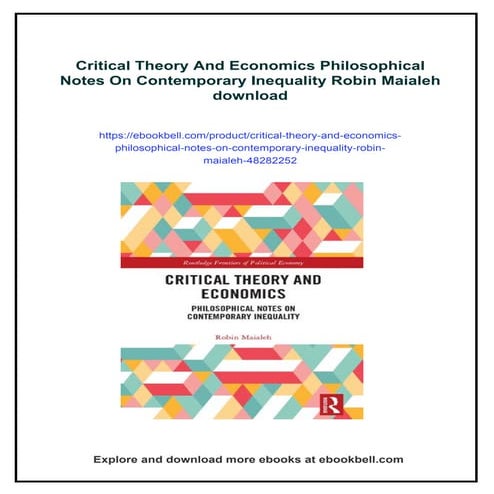 Critical Theory And Economics Philosophical Notes On Contemporary ...
