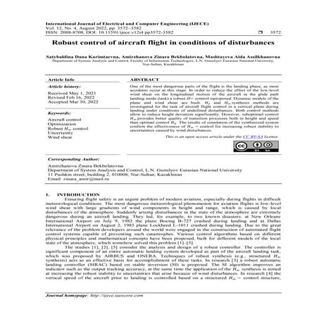 Robust control of aircraft flight in conditions of disturbances | PDF