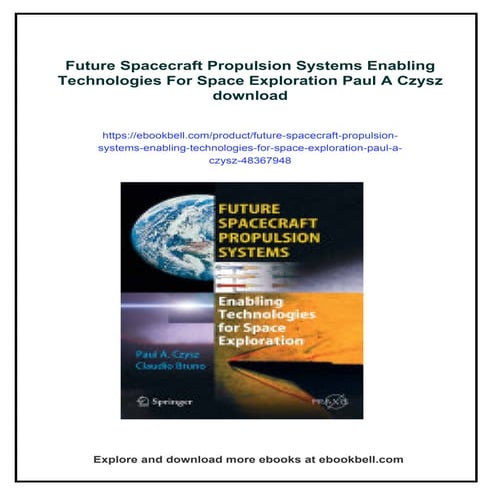 Future Spacecraft Propulsion Systems Enabling Technologies For Space ...