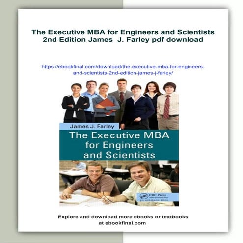 The Executive MBA for Engineers and Scientists 2nd Edition James J ...