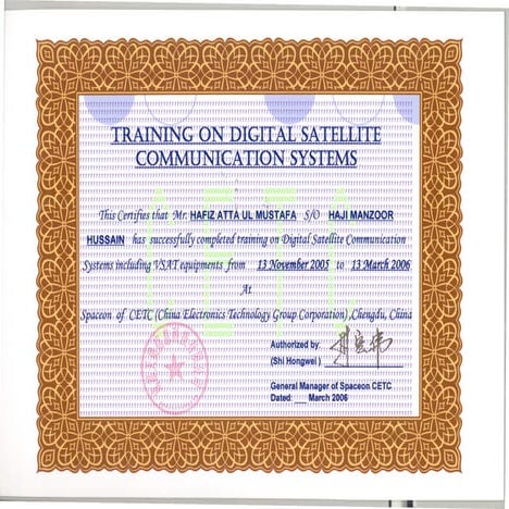 VSAT Training Certificate China | PDF
