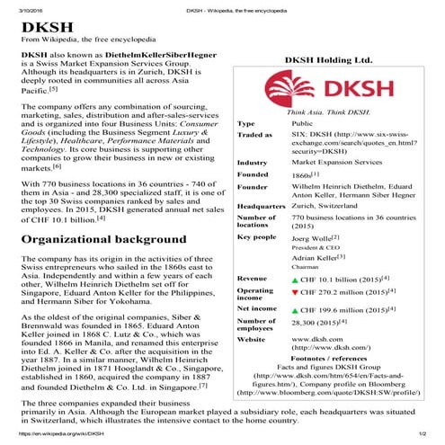 DKSH - Wikipedia, the free encyclopedia | PDF