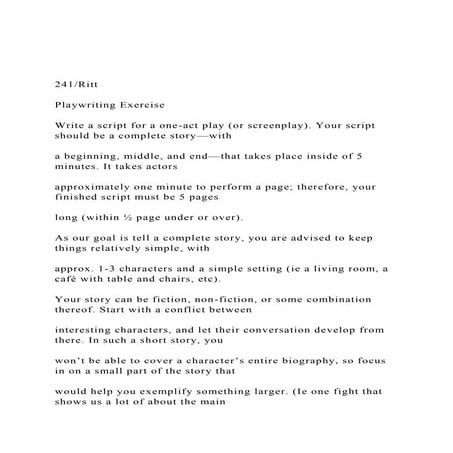 241Ritt Playwriting Exercise Write a script for a one.docx