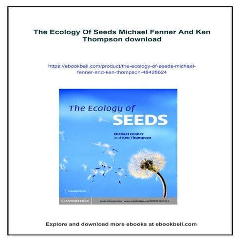 The Ecology Of Seeds Michael Fenner And Ken Thompson | PDF
