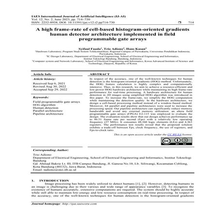 A High Frame Rate Of Cell Based Histogram Oriented Gradients Human Detector Architecture 2381