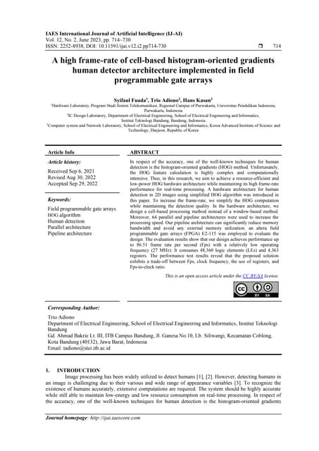 A High Frame Rate Of Cell Based Histogram Oriented Gradients Human Detector Architecture 2381