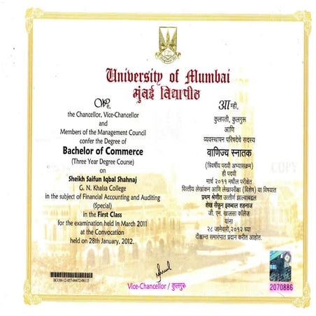 Convocation Certificate | PPT
