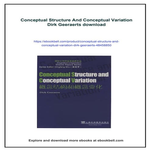 Conceptual Structure And Conceptual Variation Dirk Geeraerts | PDF