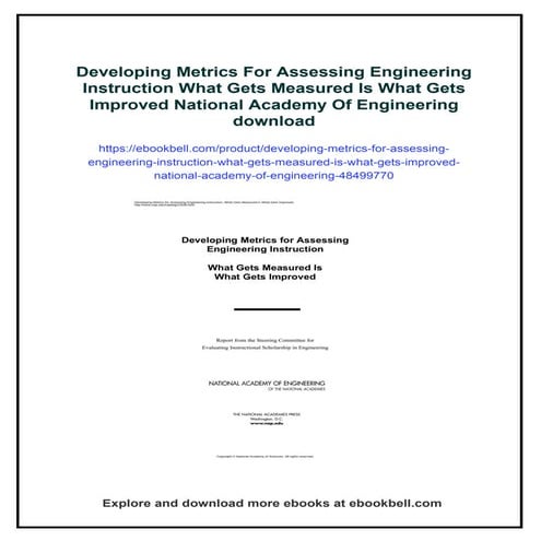 Developing Metrics For Assessing Engineering Instruction What Gets Measured Is What Gets ...