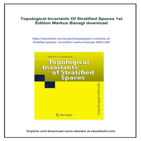 Topological Invariants Of Stratified Spaces 1st Edition Markus Banagl | PDF