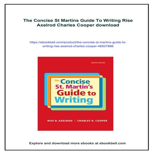 The Concise St Martins Guide To Writing Rise Axelrod Charles Cooper | PDF