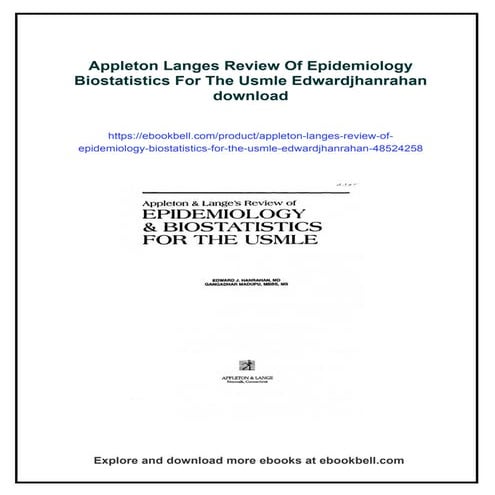 Appleton Langes Review Of Epidemiology Biostatistics For The Usmle ...
