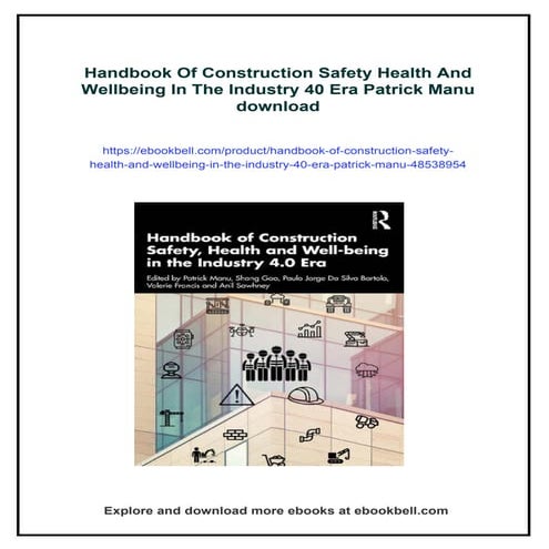 Handbook Of Construction Safety Health And Wellbeing In The Industry 40 ...