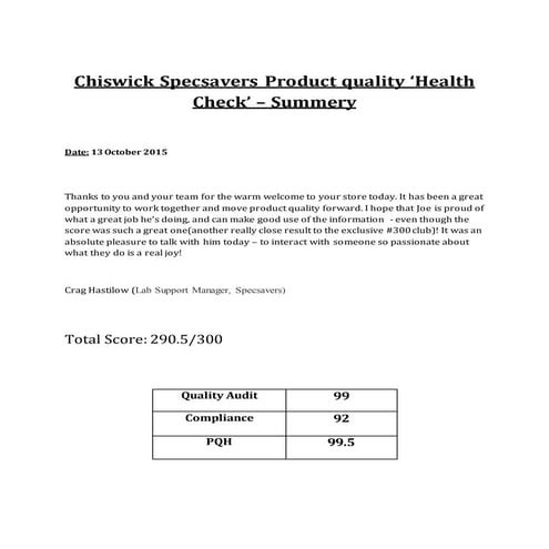 Quality Audit 2015 | DOCX