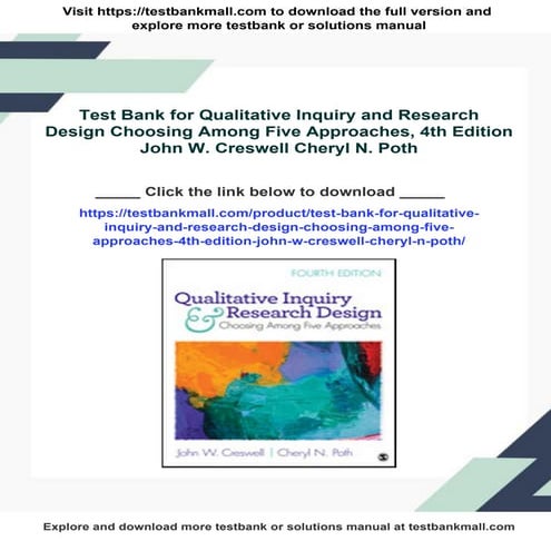 Test Bank for Qualitative Inquiry and Research Design Choosing Among ...