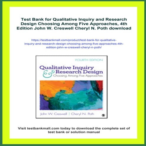 Test Bank for Qualitative Inquiry and Research Design Choosing Among ...