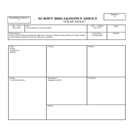 Script Breakdown Sheet6 | DOC