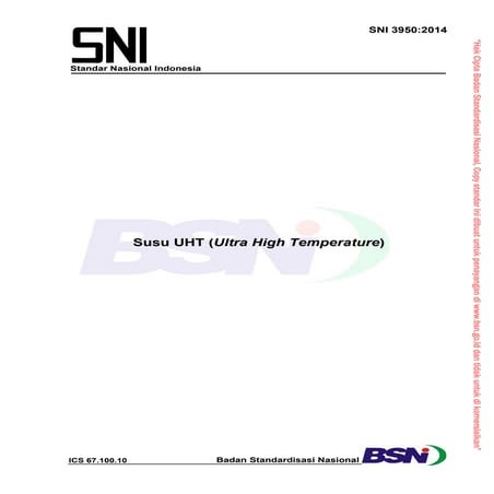 24336 sni 3950-2014 susu uht | PDF