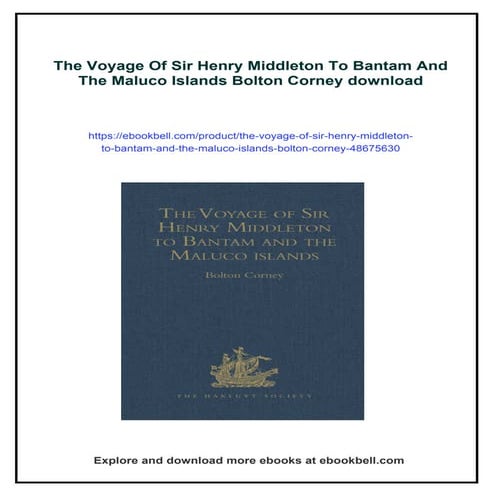 The Voyage Of Sir Henry Middleton To Bantam And The Maluco Islands ...