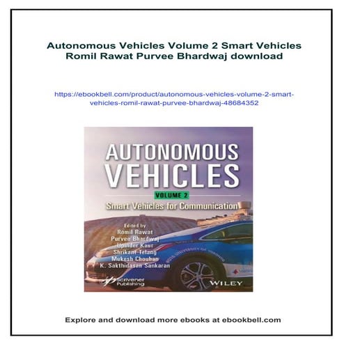 Autonomous Vehicles Volume 2 Smart Vehicles Romil Rawat Purvee Bhardwaj ...