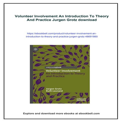 Volunteer Involvement An Introduction To Theory And Practice Jurgen ...