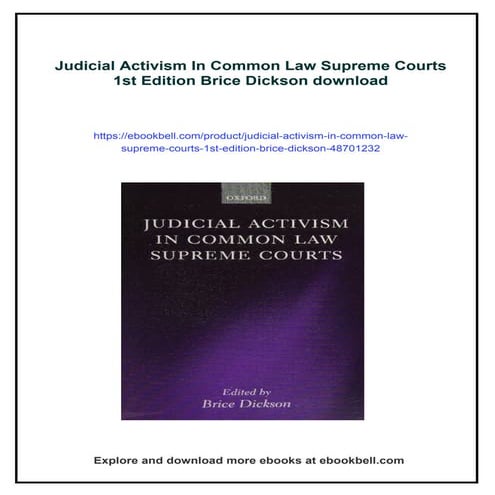 Judicial Activism In Common Law Supreme Courts 1st Edition Brice ...