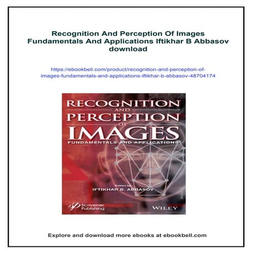 Recognition And Perception Of Images Fundamentals And Applications ...