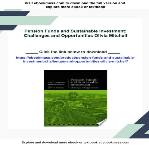 Pension Funds and Sustainable Investment: Challenges and Opportunities ...