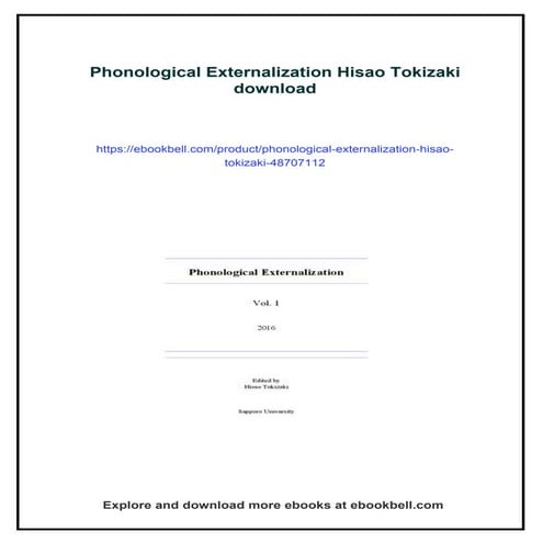 Phonological Externalization Hisao Tokizaki | PDF