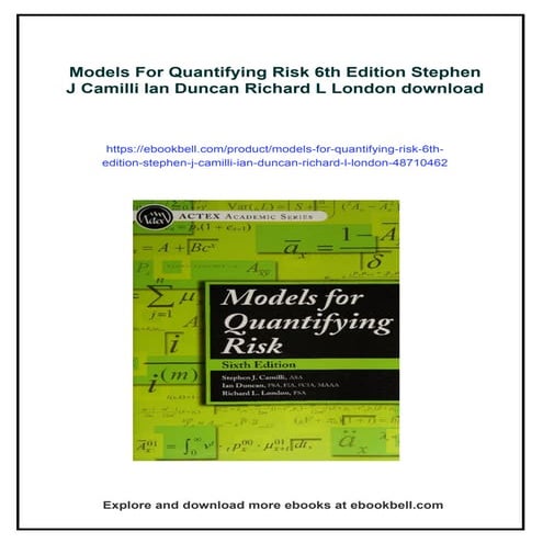 Models For Quantifying Risk 6th Edition Stephen J Camilli Ian Duncan ...