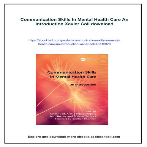 Communication Skills In Mental Health Care An Introduction Xavier Coll ...