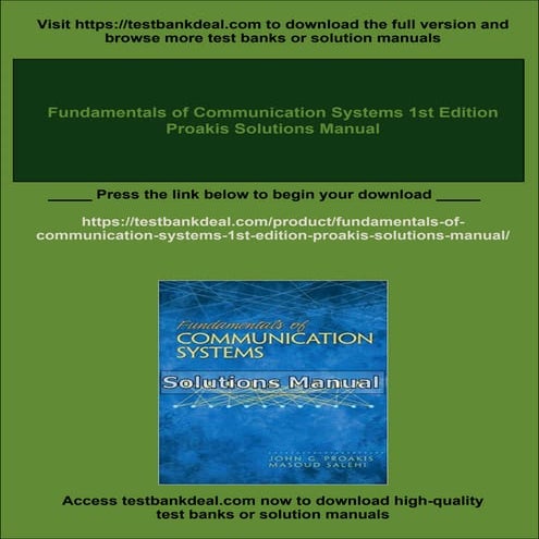 Fundamentals of Communication Systems 1st Edition Proakis Solutions ...