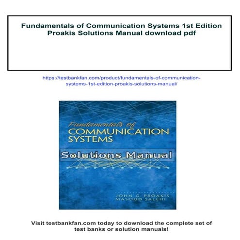Fundamentals of Communication Systems 1st Edition Proakis Solutions ...