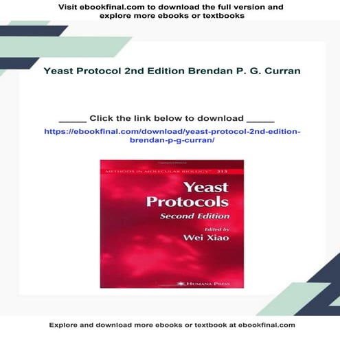 Yeast Protocol 2nd Edition Brendan P. G. Curran | PDF