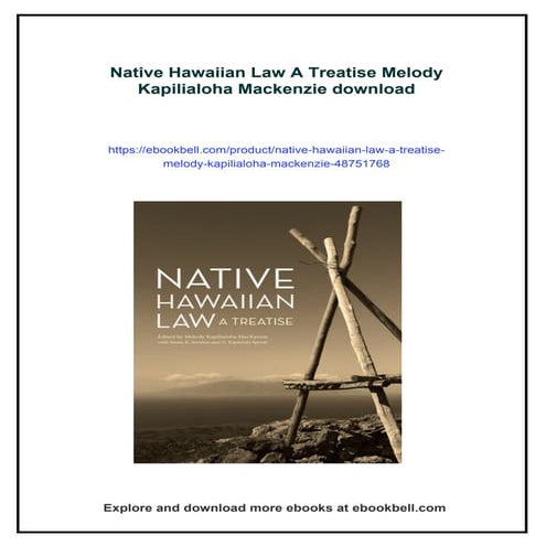 Native Hawaiian Law A Treatise Melody Kapilialoha Mackenzie | PDF