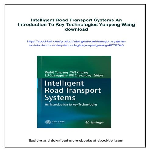 Intelligent Road Transport Systems An Introduction To Key Technologies ...
