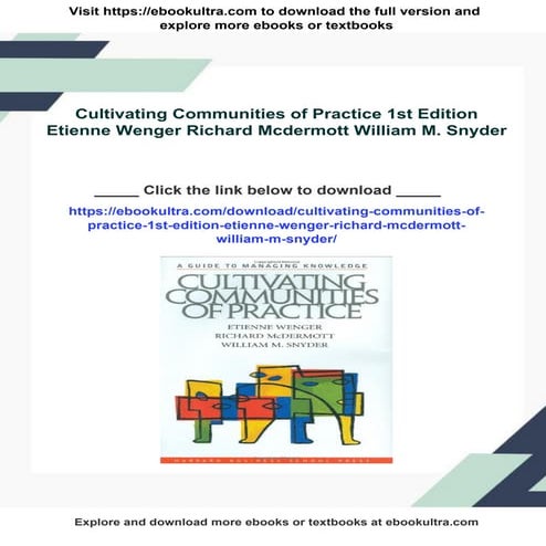 Cultivating Communities of Practice 1st Edition Etienne Wenger Richard ...