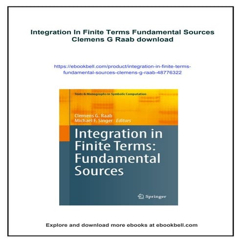 Integration In Finite Terms Fundamental Sources Clemens G Raab | PDF