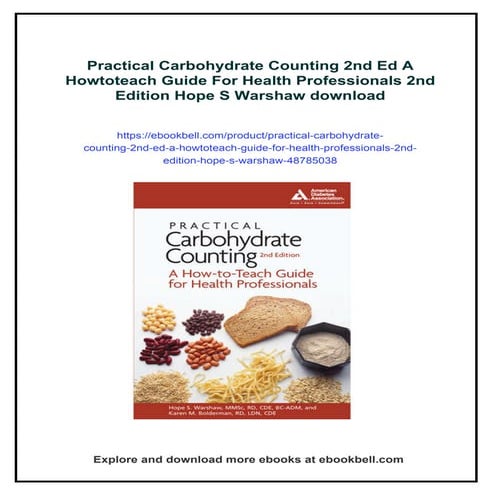 Practical Carbohydrate Counting 2nd Ed A Howtoteach Guide For Health ...