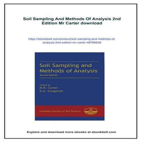 Soil Sampling And Methods Of Analysis 2nd Edition Mr Carter | PDF