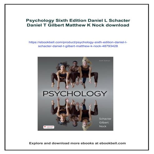 Psychology Sixth Edition Daniel L Schacter Daniel T Gilbert Matthew K ...