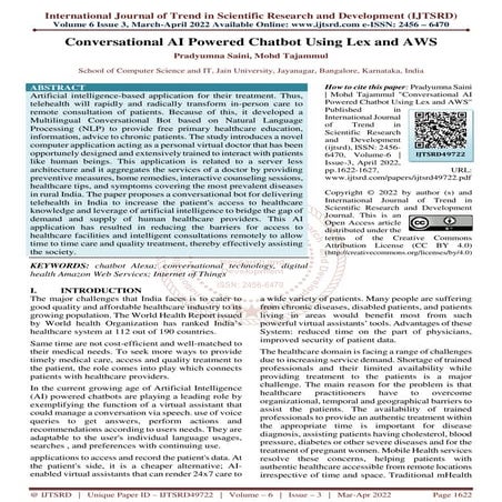 Conversational AI Powered Chatbot Using Lex and AWS | PDF